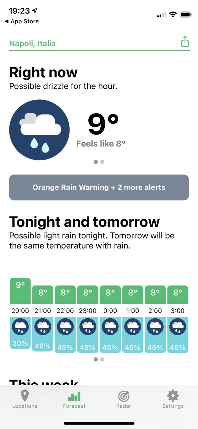 Hello Weather per iOS, informazioni sul tempo colorate, dirette e ...