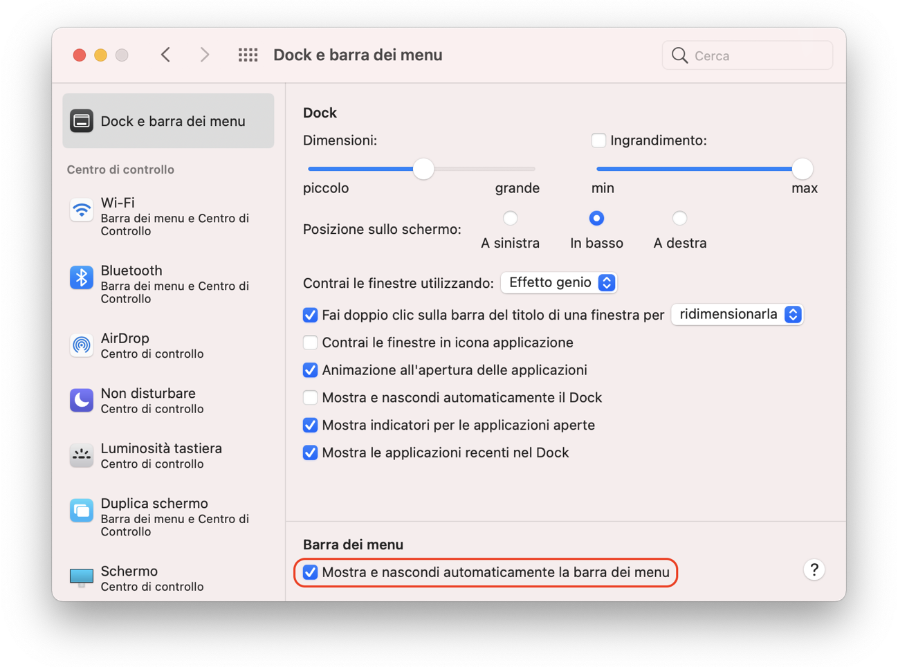 macOS Big Sur: come attivare “Mostra e nascondi automaticamente la ...
