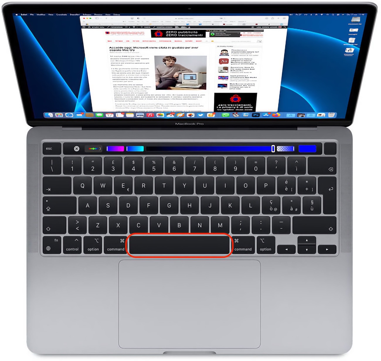 Effettuare lo scrolling di una pagina Web con la barra spaziatrice ...